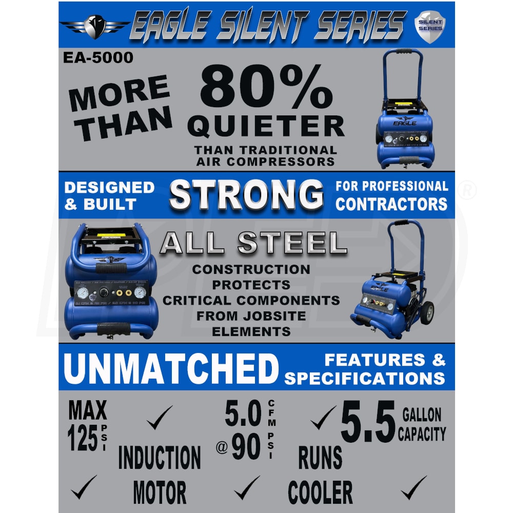 Eagle Silent Series 1.5-HP 5.5-Gallon Air Compressor | Eagle EA-5000