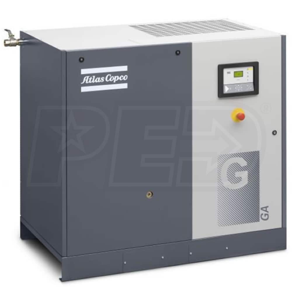 Atlas Copco GA22 WorkPlace 30-HP Tankless Rotary Screw Air Compressor (208-230/460V 3-Phase ...