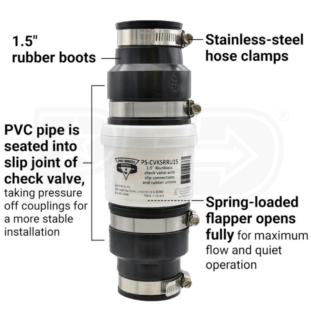 Pro Series PS-CVKSRRU15 - 1-1/2" Quiet Slip-On Check Valve | Pro Series ...