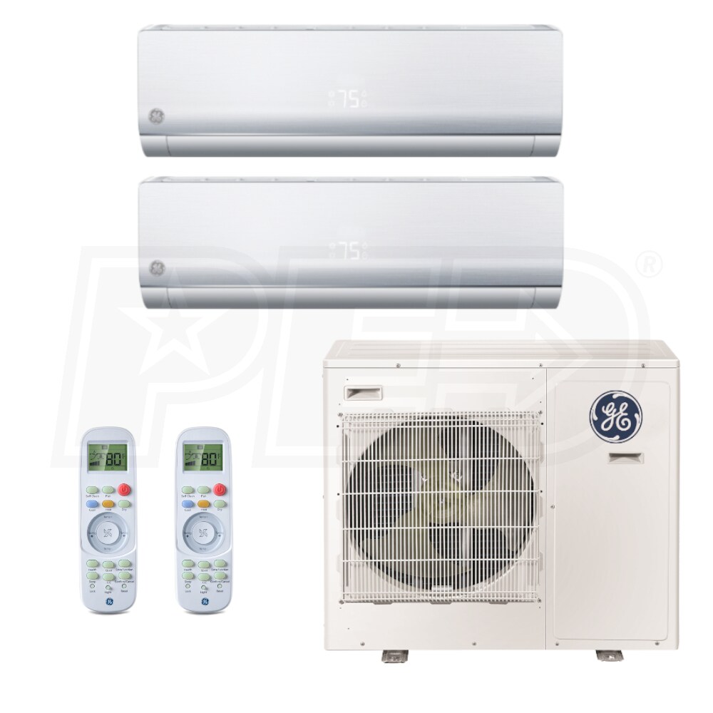 GE Wall Mounted 2-Zone System - 20,000 BTU Outdoor - 7k + 7k Indoor ...