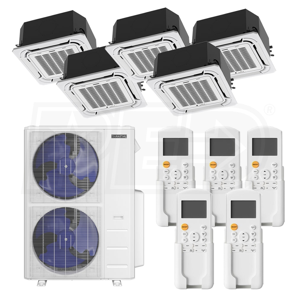 Durastar Ceiling Cassette 5-Zone System - 48,000 BTU Outdoor - 9k + 9k ...