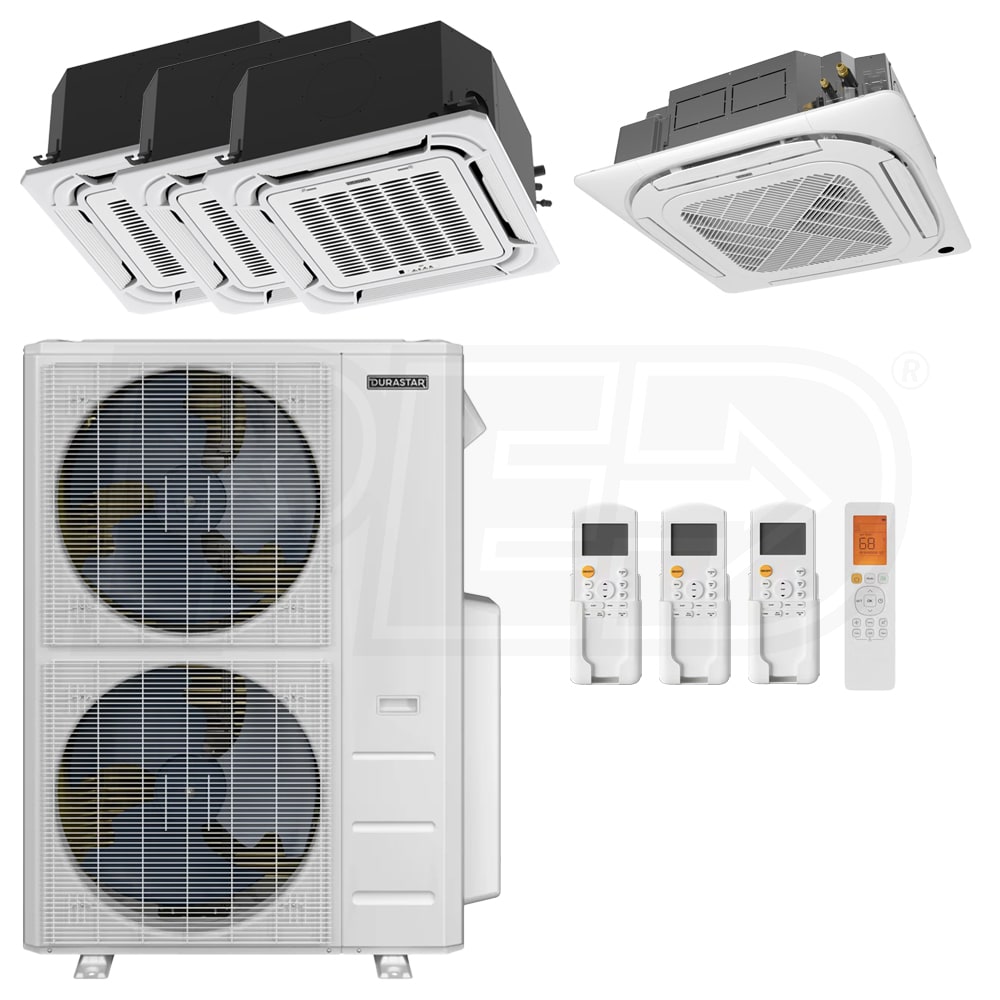 Durastar Ceiling Cassette 4-Zone System - 55,000 BTU Outdoor - 9k + 9k ...
