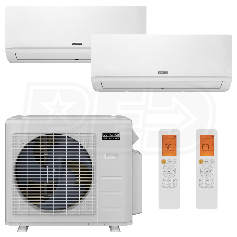 Durastar Sirius Heat™ Wall Mounted 2-Zone System - 18,000 BTU Outdoor ...