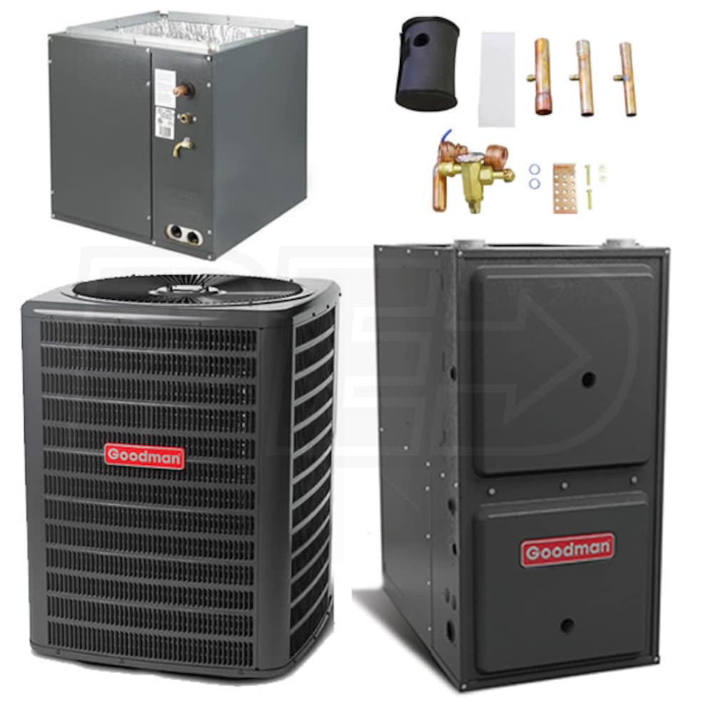 Goodman - 2.5 Ton Cooling - 80k BTU/Hr Heating - Air Conditioner + 2 ...