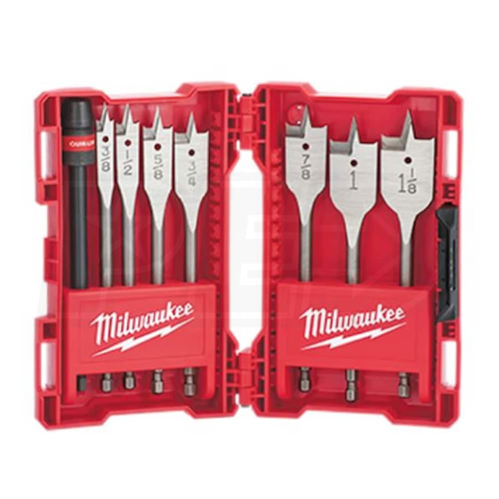 Milwaukee 49-22-0175 - Flat Boring Bit 6" Universal Set - 8 Piece Set ...