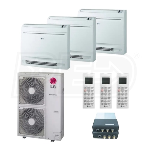 LG Low Wall Console 3-Zone LGRED° Heat System System - 48,000 BTU ...