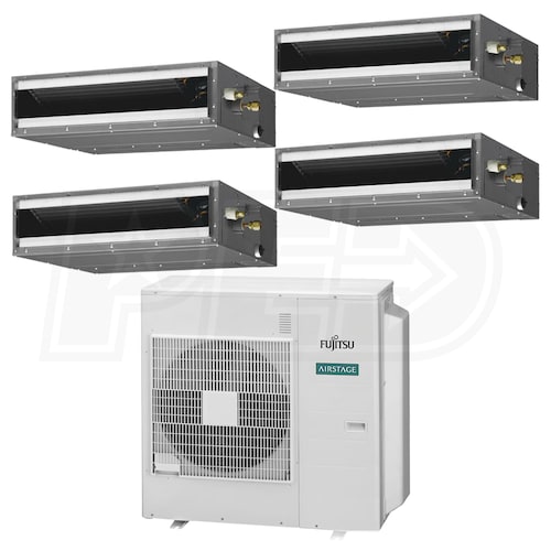 Fujitsu Concealed Duct 4-Zone System - 45,000 BTU Outdoor - 12k + 12k ...