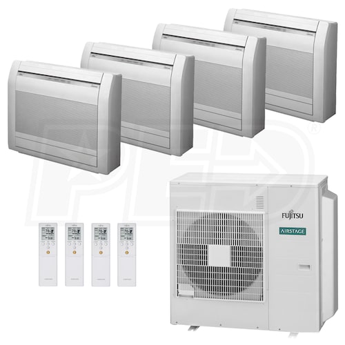 Fujitsu Floor Standing 4-Zone System - 45,000 BTU Outdoor - 9k + 12k ...