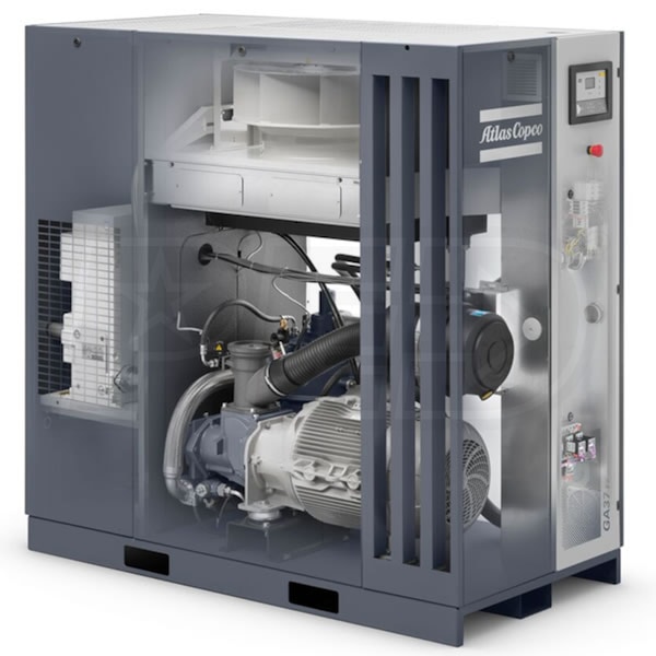 Atlas GA37 125 AFF w/ Mk5 Graphic 50-HP Tankless Oil-Injected Rotary Screw Air Compressor w ...