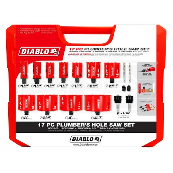 Diablo Tools - Plumber's Bi-Metal Hole Saw Set - 17 Piece Set | Diablo ...