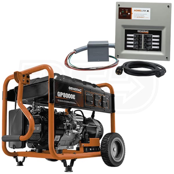 Generac GP8000E - 8000 Watt Electric Start Portable Generator w/ Power ...