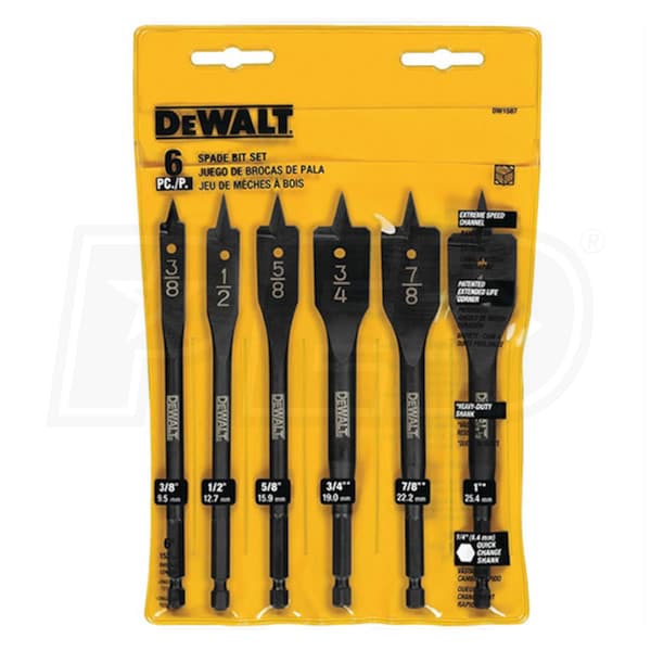 DeWALT DW1587 - Heavy Duty Spade Bit Set - 6 Piece Set | DeWalt ...