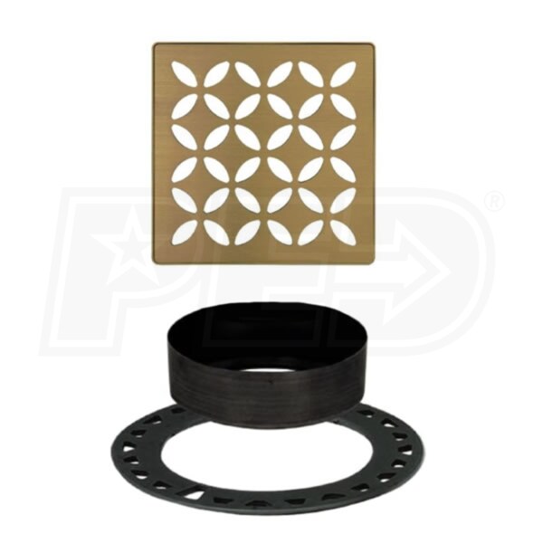Schluter KERDI-DRAIN - Grate Kit - 4" Brushed Vintage Gold - Floral ...