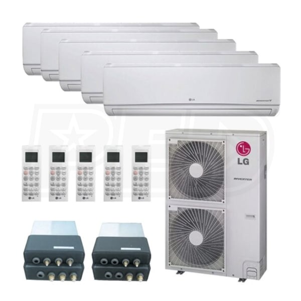 LG Wall Mounted 5-Zone LGRED° Heat System System - 48,000 BTU Outdoor ...