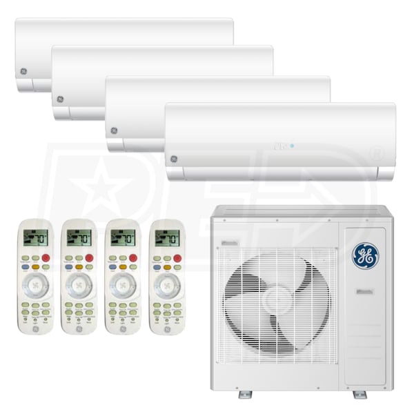 GE Wall Mounted 4-Zone System - 36,000 BTU Outdoor - 7k + 7k + 7k + 7k ...