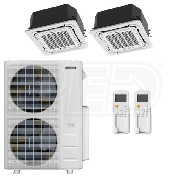 Durastar Ceiling Cassette 2-Zone System - 55,000 BTU Outdoor - 18k ...