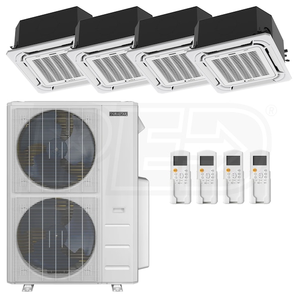 Durastar Ceiling Cassette 4-Zone System - 55,000 BTU Outdoor - 12k ...