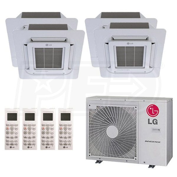 LG Ceiling Cassette 4-Zone LGRED° Heat System - 30,000 BTU Outdoor - 7k ...