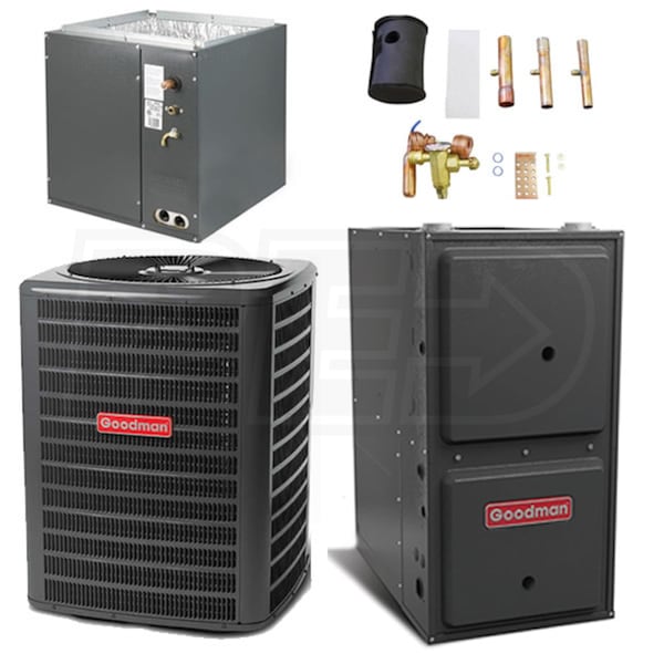 Goodman - 2.5 Ton Cooling - 100k BTU/Hr Heating - Heat Pump + Furnace ...