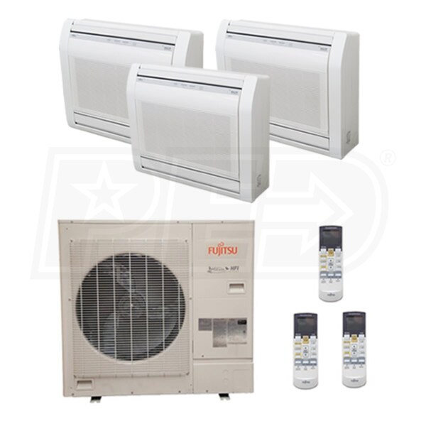 Fujitsu Floor Standing 3-Zone System - 45,000 BTU Outdoor - 15k + 15k ...