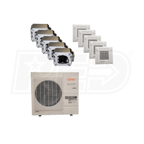 Fujitsu Ceiling Cassette 5-Zone System - 45,000 BTU Outdoor - 9k + 9k ...